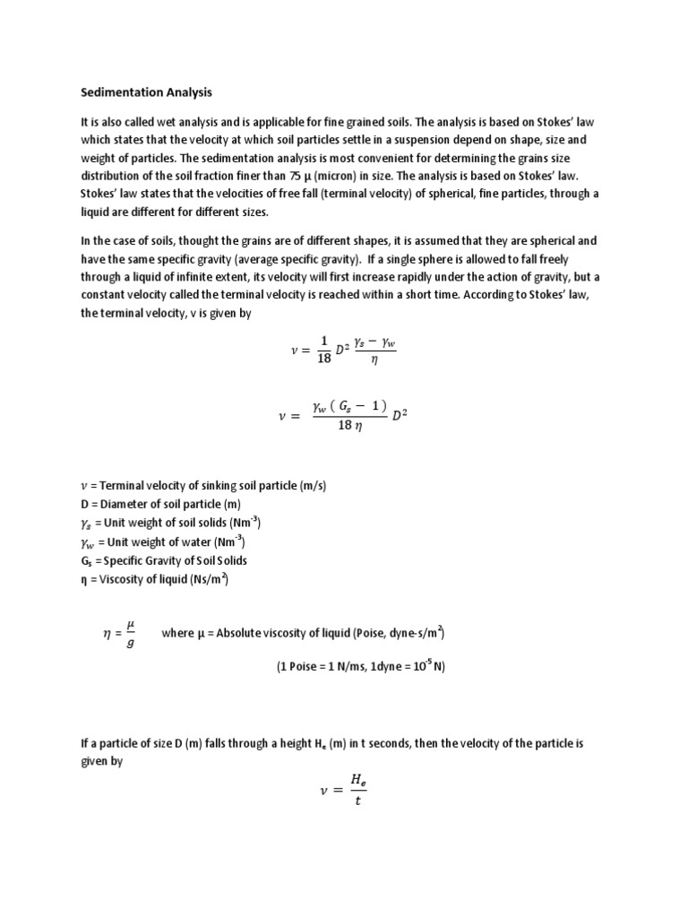 Sedimentation Analysis | PDF
