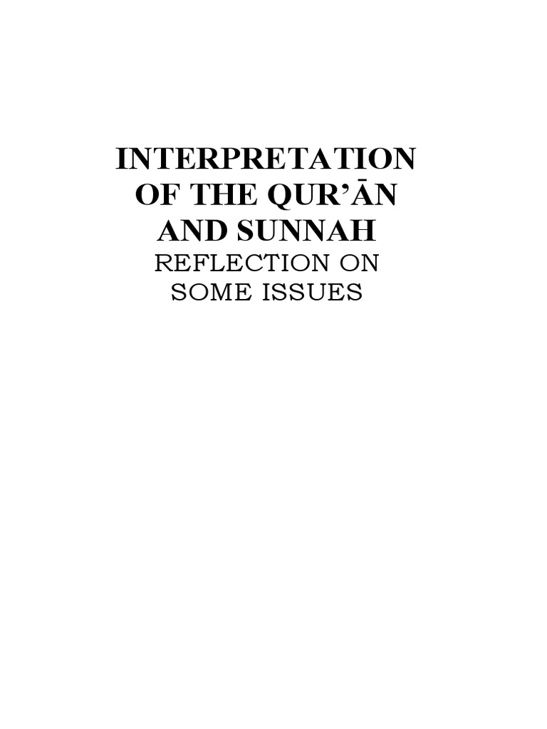 Interpretation of The Quran and Sunnah | PDF | Muhammad | Quran