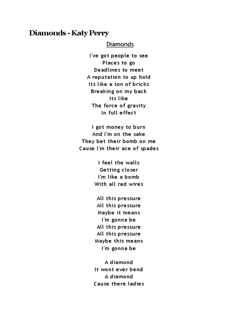 Diamonds - Katy Perry | PDF