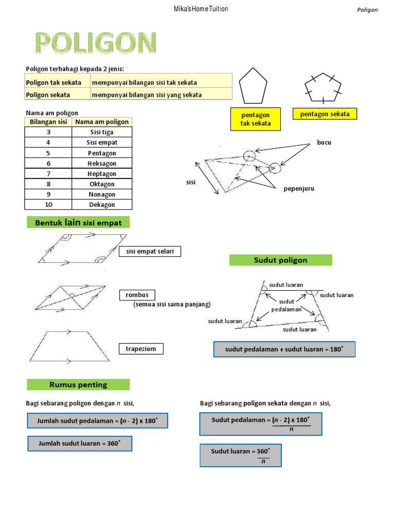 Matematik PMR-Poligon | PDF