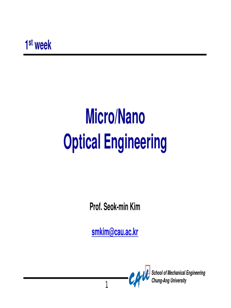 Micro/Nano Optical Engineering: 1 Week | PDF | Optics | Refractive Index