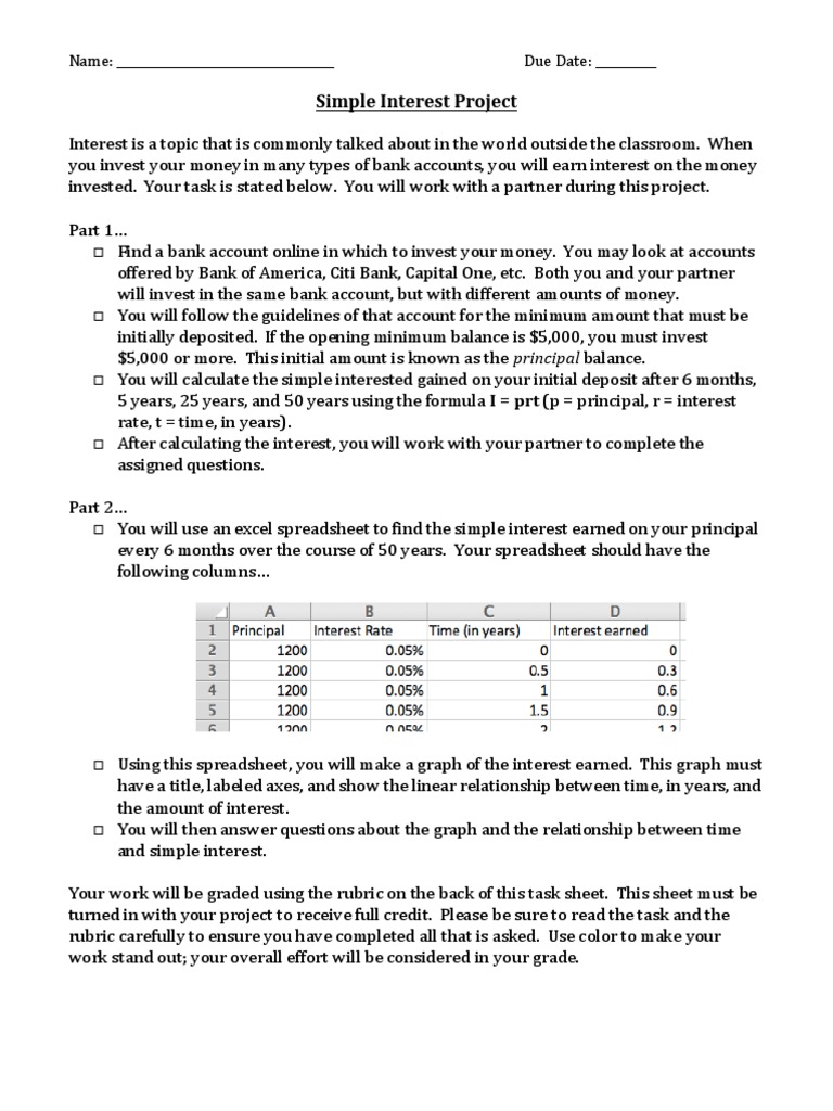 Simple Interest Project | Download Free PDF | Interest | Learning