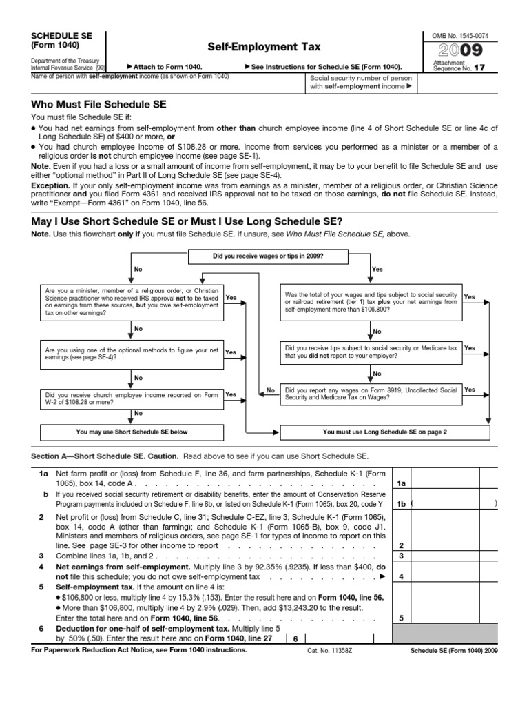 Schedule Se (Form 1040) | PDF | Social Security (United States) | Irs ...