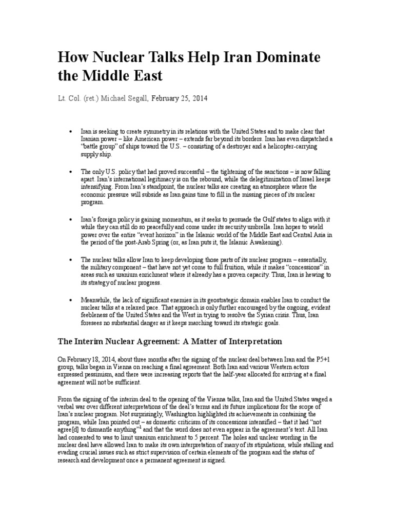 Iran's Nuclear Talks and Regional Power Dynamics | PDF | Ali Khamenei ...