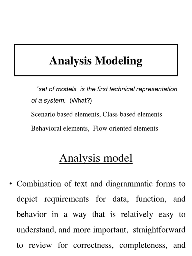 Analysis Modeling: Scenario Based Elements, Class-Based Elements ...