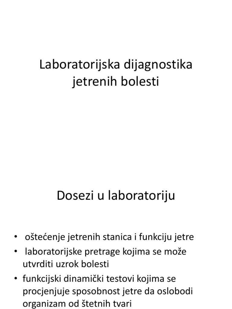 Laboratorijska Dijagnostika Jetrenih Bolesti | PDF