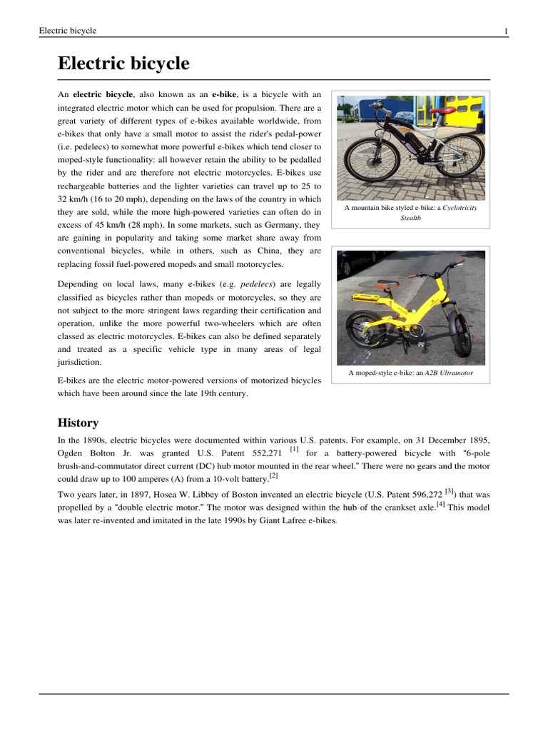 Electric Bicycle | PDF | Road Vehicles | Transport