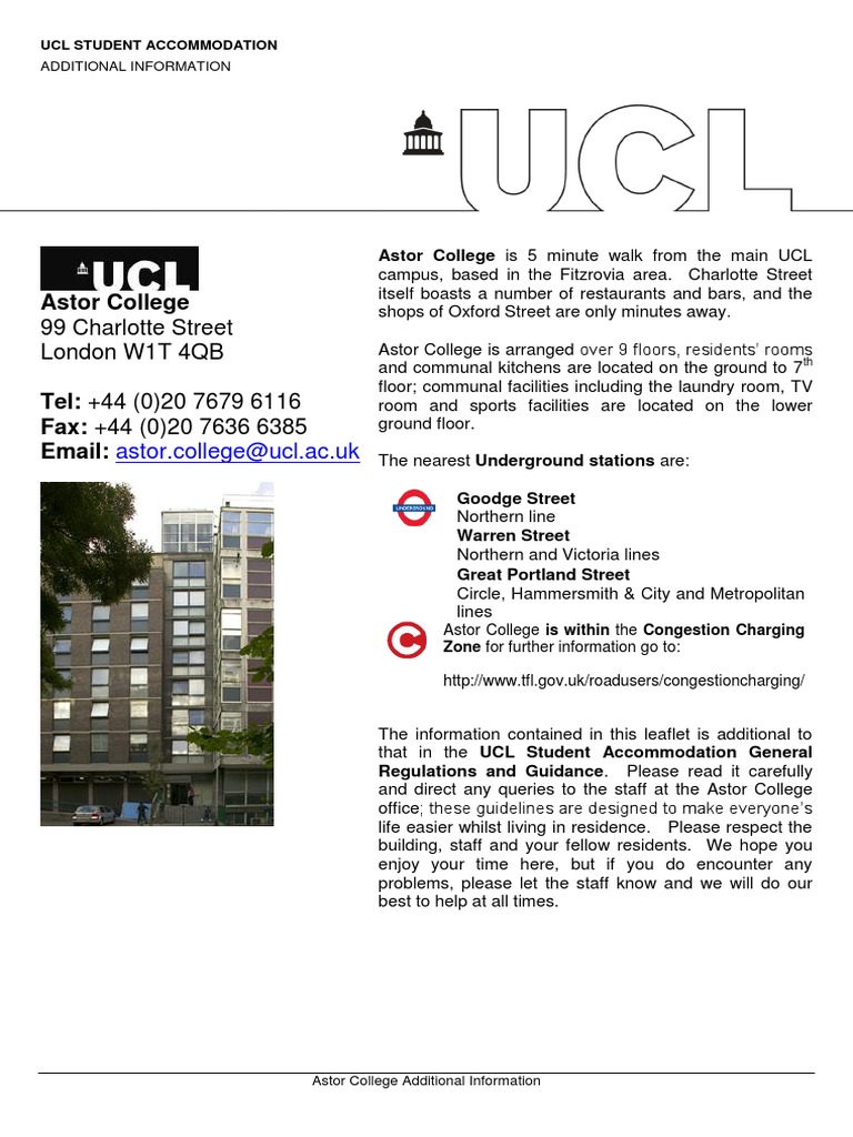 Astor College: 99 Charlotte Street London W1T 4QB | PDF | Dormitory ...
