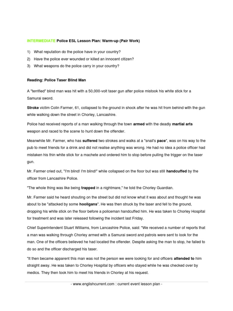 Police ESL Lesson for Learners | PDF | Law Enforcement | Crime & Violence