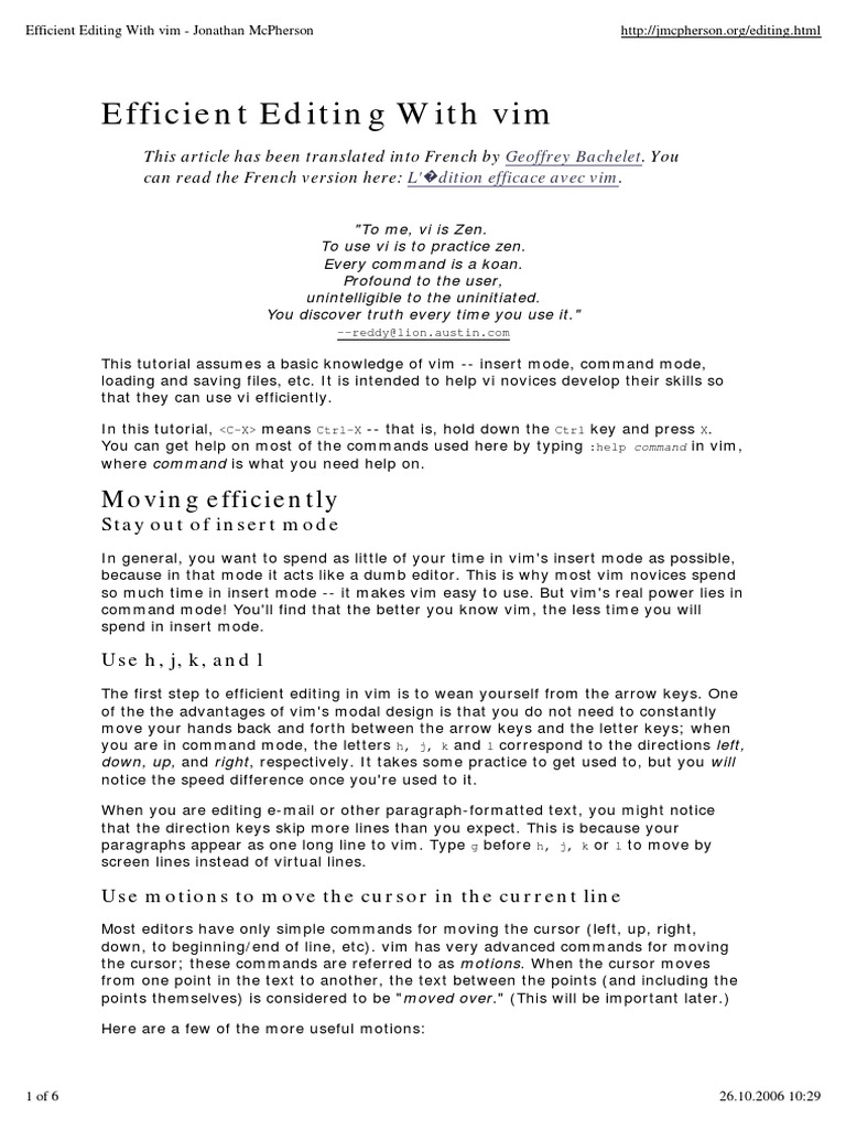 Efficient Editing With Vim: Moving Efficiently | PDF | Macro (Computer Science) | String ...