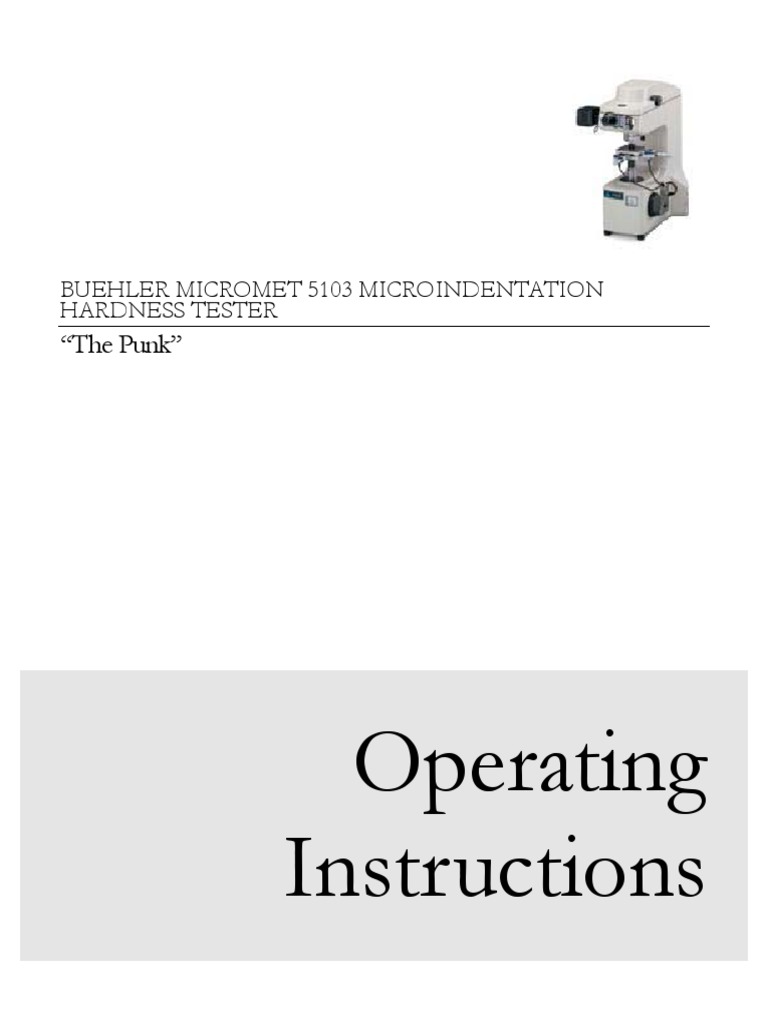 Microindentation Hardness Operating Instructions | PDF | Hardness ...