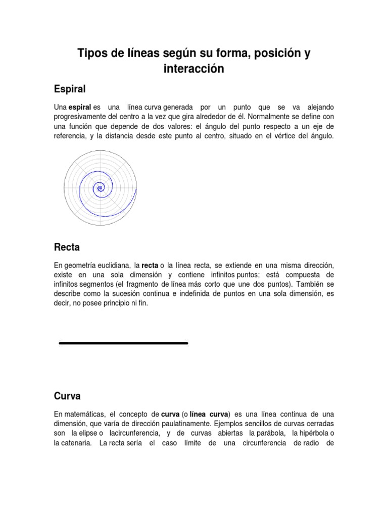 Tipos de Líneas Según Su Forma | PDF | Curva | Línea (geometría)