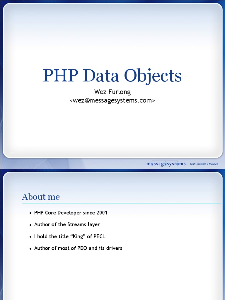PHP Data Objects: Wez Furlong | PDF | Databases | Php