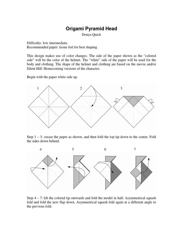 Origami Pyramid Head Instr by DonyaQuick | PDF | Origami | Leisure