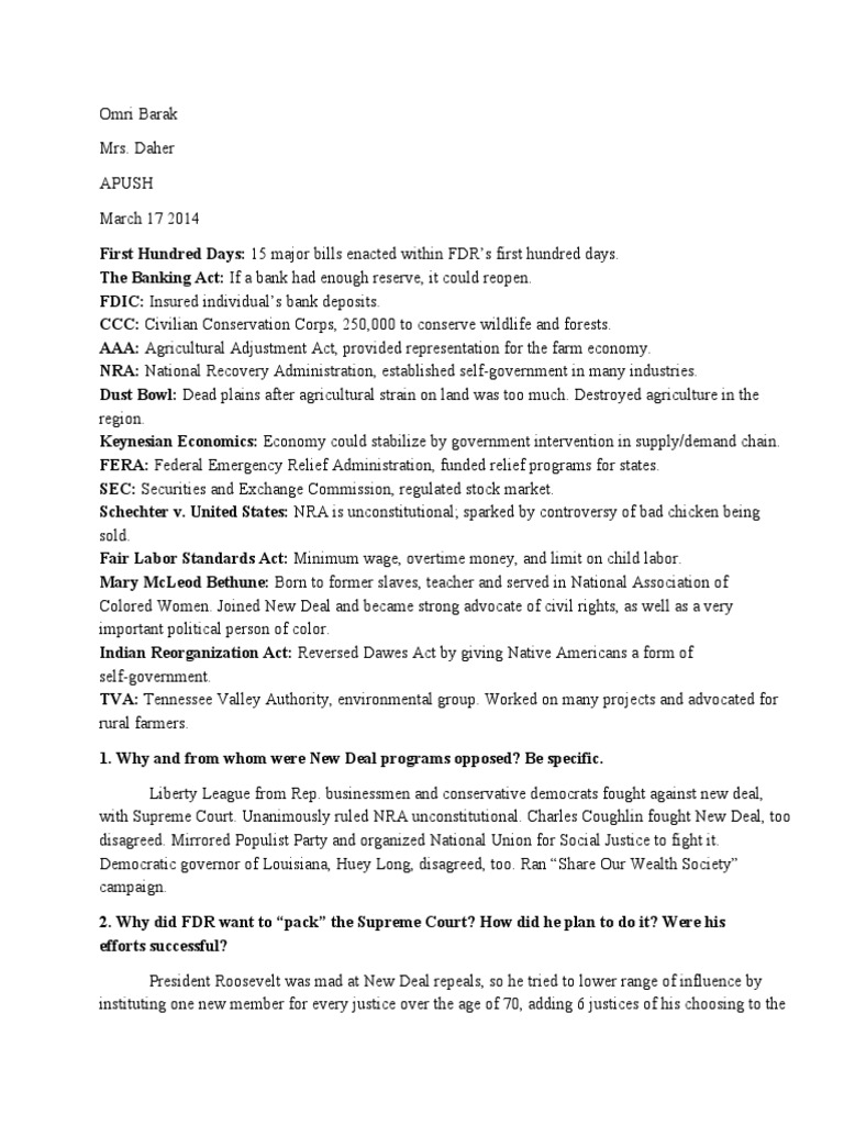 Chapter 24 of Henretta US History Study Guide | PDF | New Deal ...