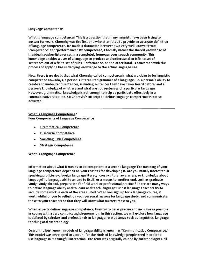 Language Competence | PDF | Linguistics | Philosophical Movements