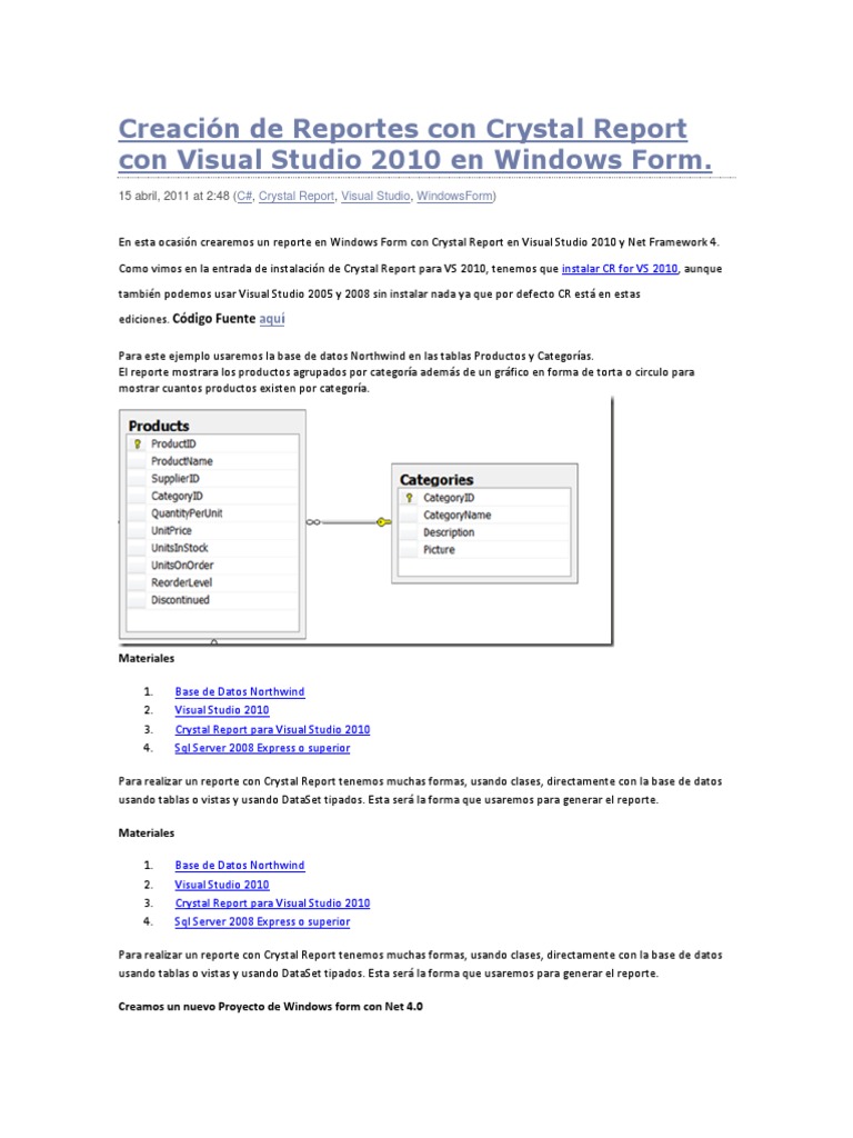 Creación de Reportes Con Crystal Report Con Visual Studio 2010 en ...