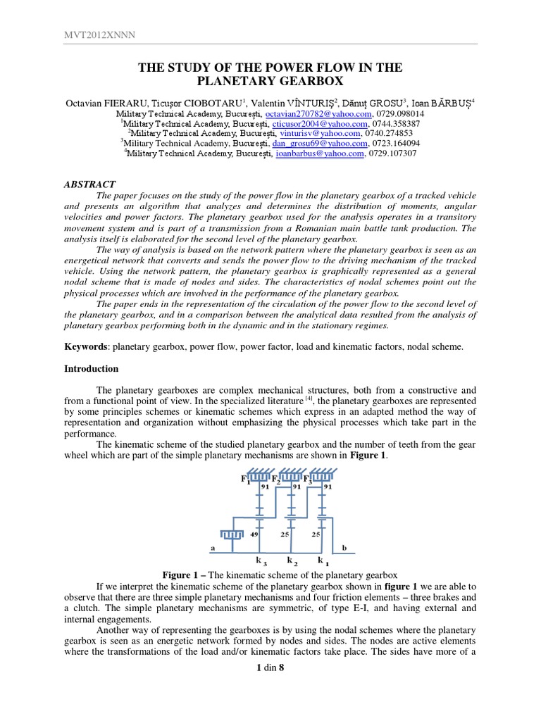 Power Flow Analysis in Planetary Gearbox | PDF