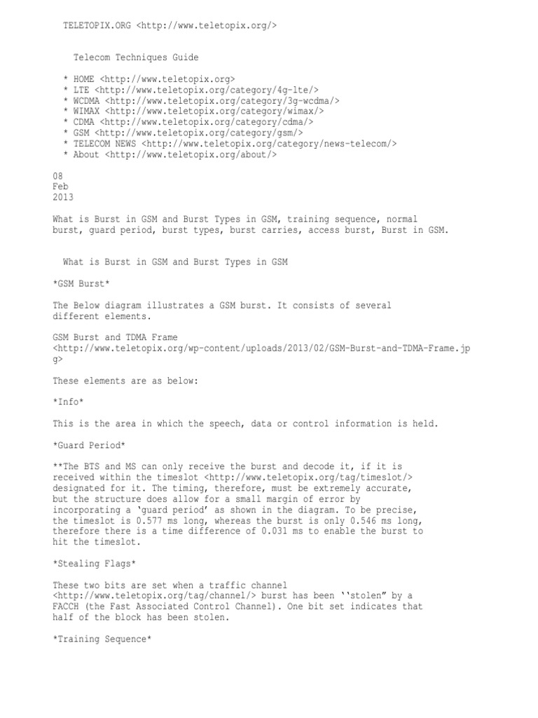 What Is Burst in GSM and Burst Types in GSM | PDF | Broadcast ...