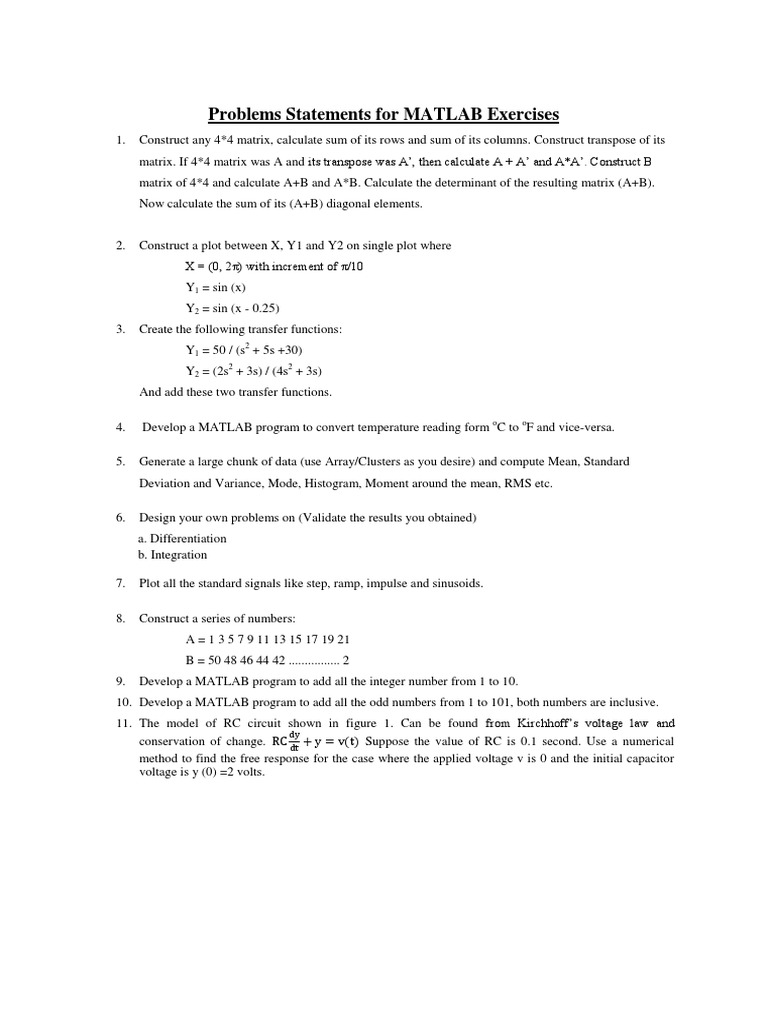 Matlab Problems | PDF | Matrix (Mathematics) | Applied Mathematics