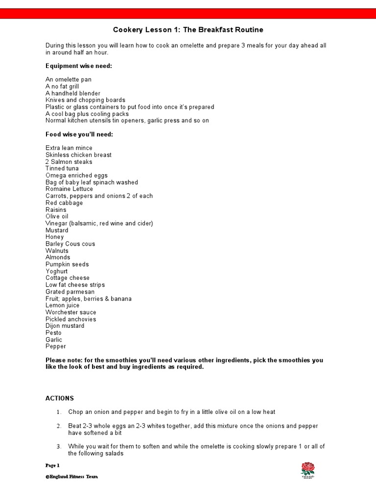 Nutrition Cookery Lesson A | PDF | Salad | Food And Drink Preparation