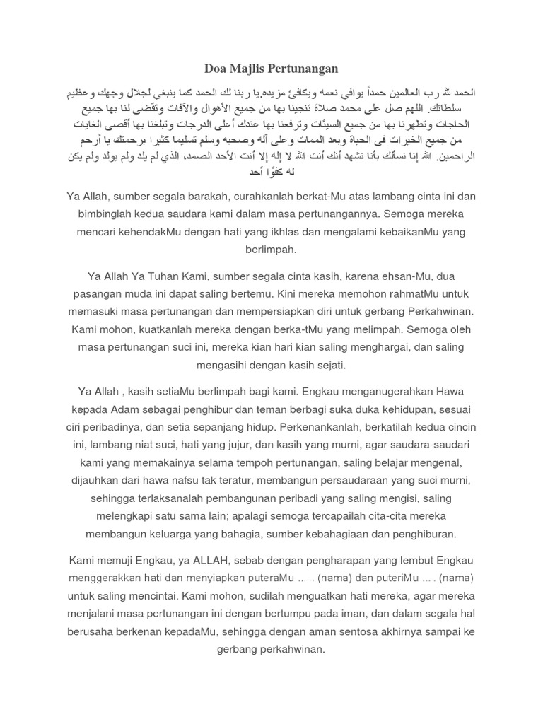 Doa Pertunangan Islami | PDF | Kajian Bahasa Asing | Agama & Spiritualitas
