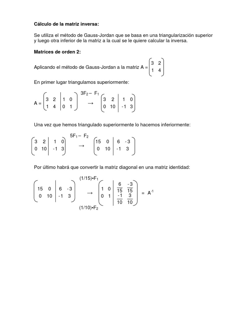 Inversión de Matrices con Gauss-Jordan | PDF | Métodos y materiales de enseñanza