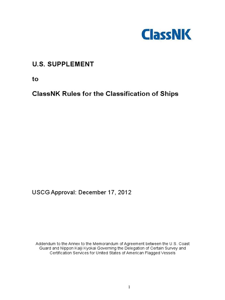 Supplemental Requirements of The United States Coast Guard | Download ...