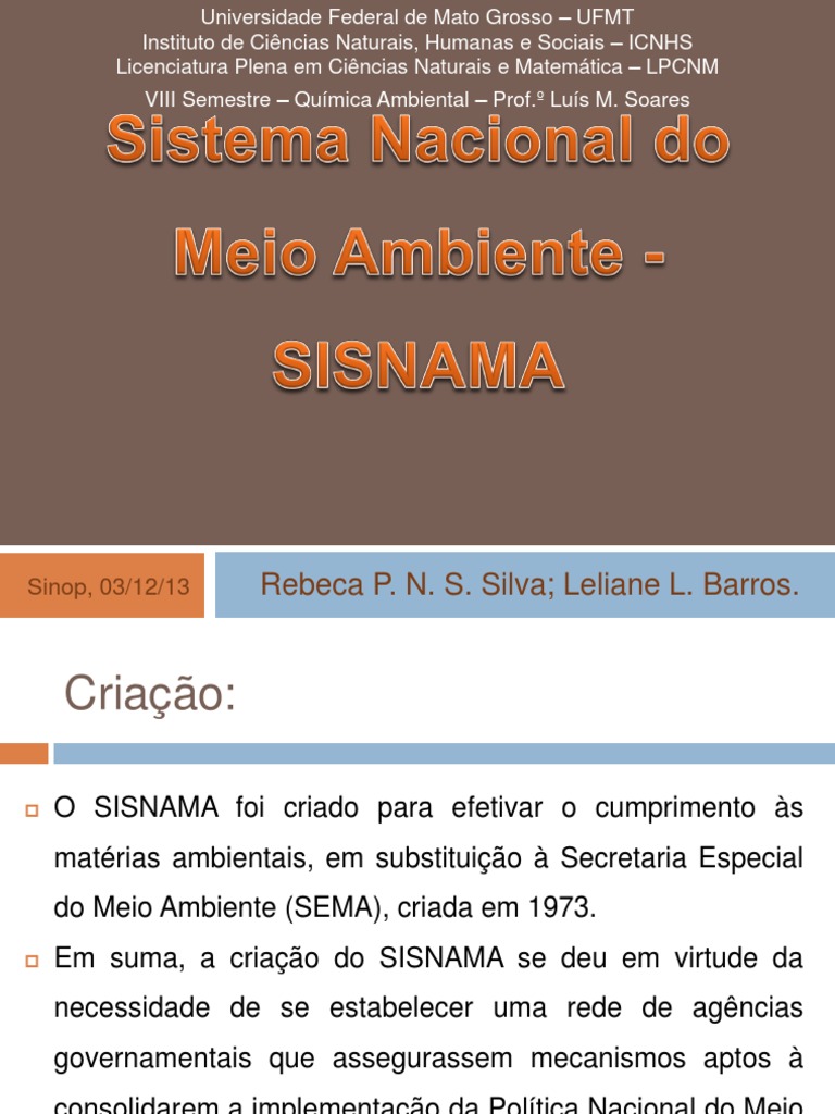 Sistema Nacional Do Meio Ambiente - SISNAMA | PDF | Ministério ...