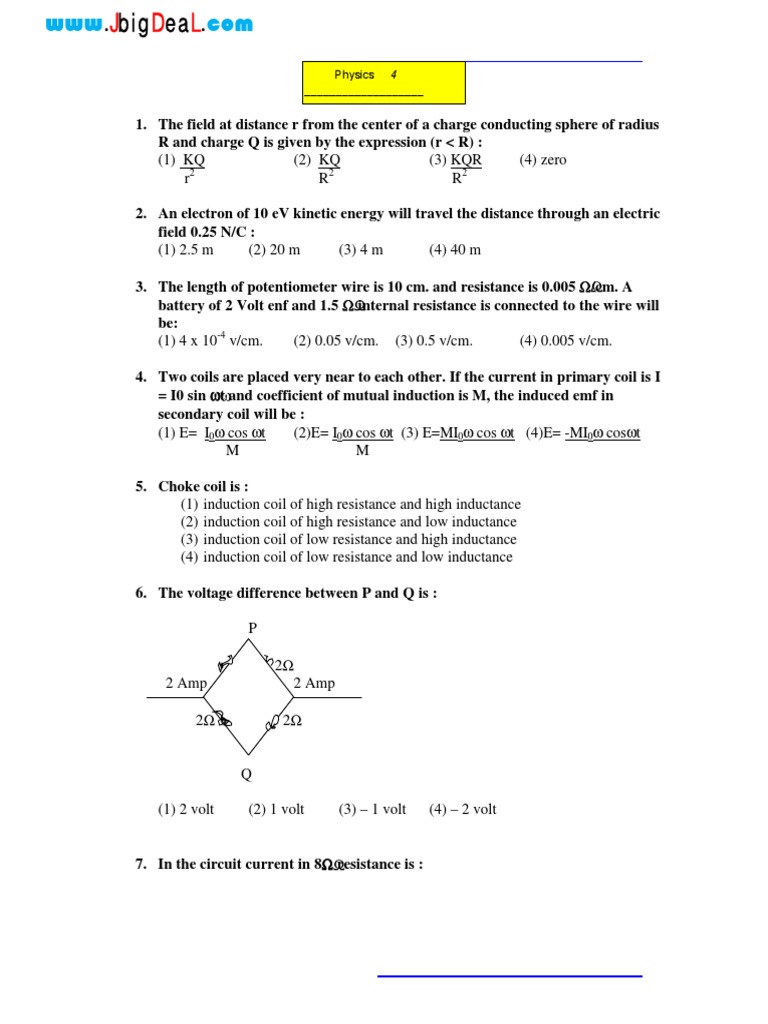 Physics 4 | Download Free PDF | Electronvolt | Electric Current