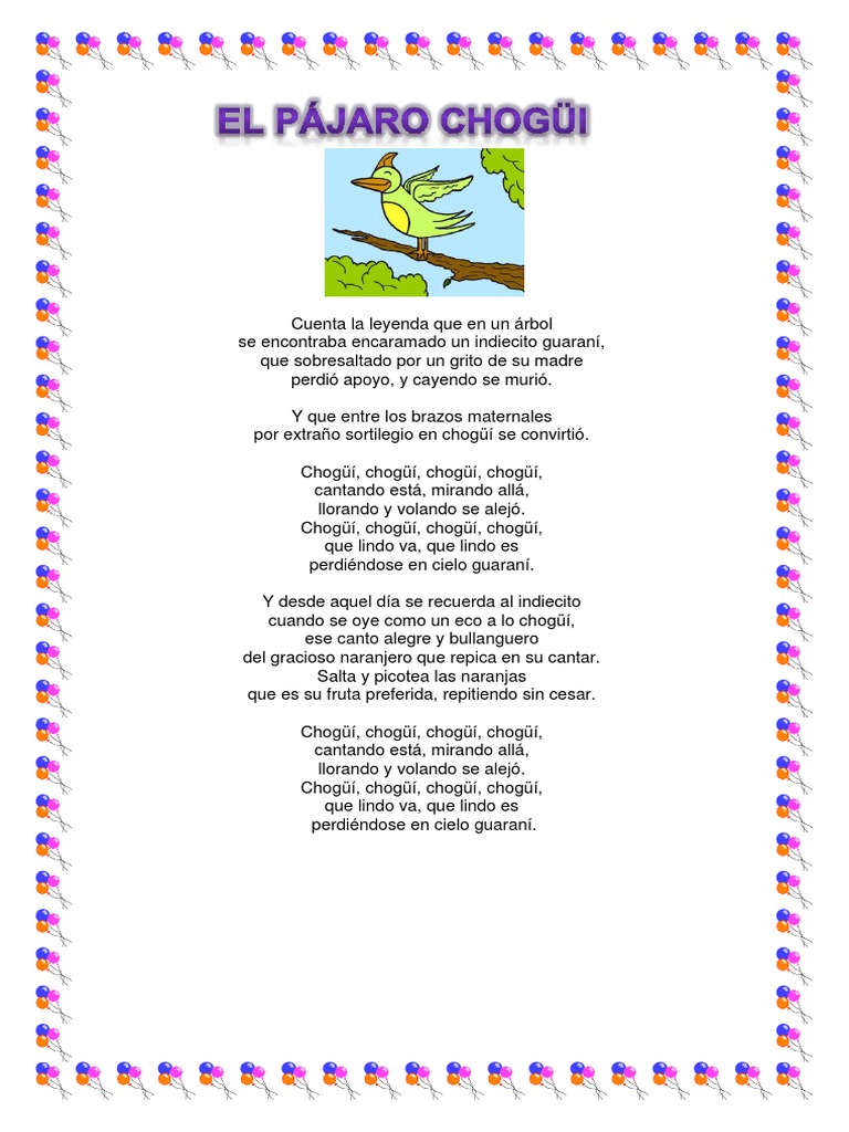 Leyenda del pájaro chogüí guaraní | PDF | Arte | Religión y espiritualidad