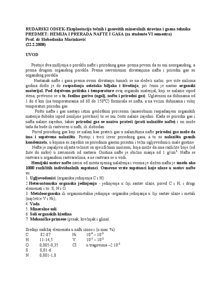 Hemija I Prerada Nafte I Gasa | PDF
