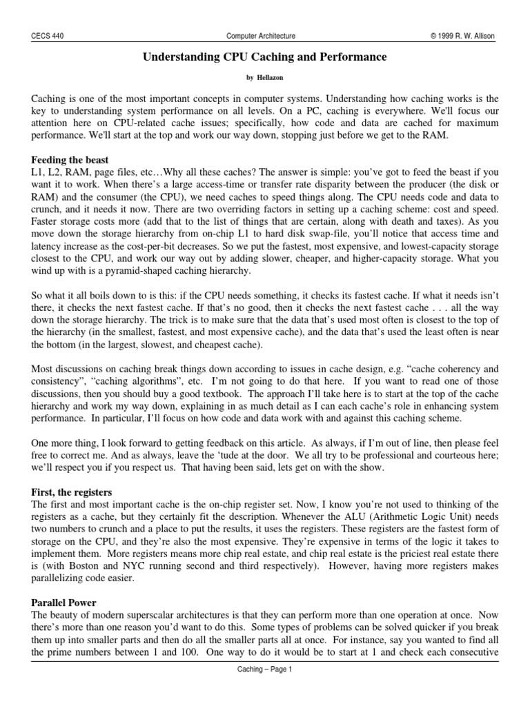 Understanding CPU Caching | PDF | Cpu Cache | Central Processing Unit