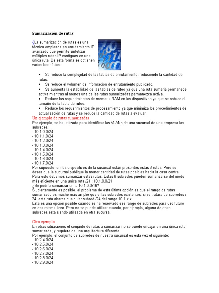 Sumarización de Rutas | Descargar gratis PDF | Enrutamiento | Exponenciación
