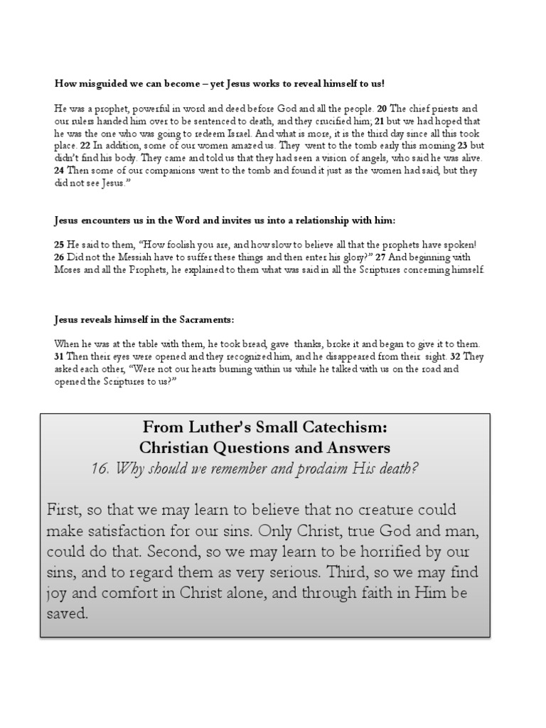 From Luther's Small Catechism: Christian Questions and Answers | PDF ...