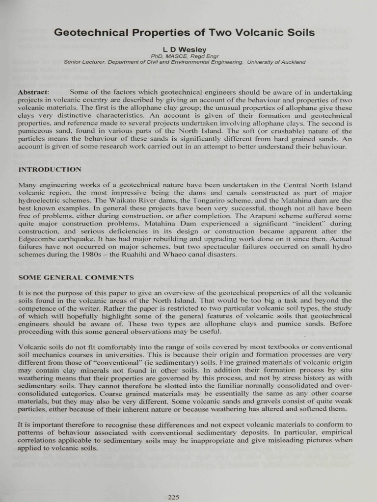 Volcanic Soil Properties for Engineers | PDF | Clay | Soil