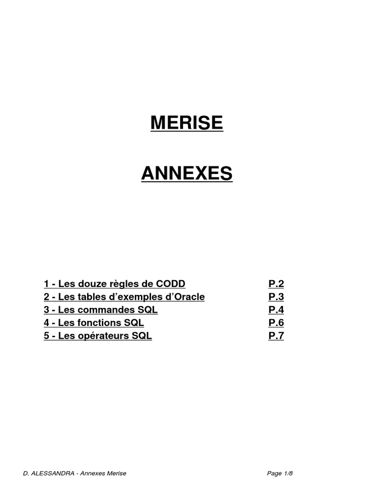 Merise Annexes | PDF | SQL | Notation