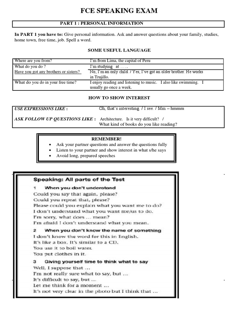 Fce Speaking Useful Phrases | PDF