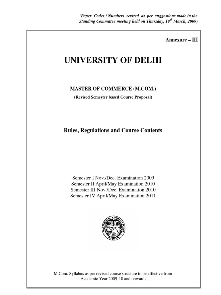 MCom Syllabus 01 | PDF | Strategic Management | Monopoly