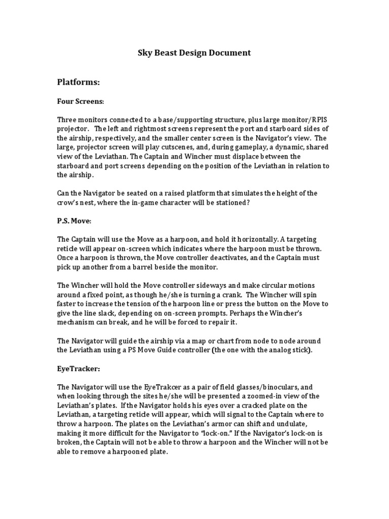 Sky Beast Design Document | PDF | Video Games | Gaming