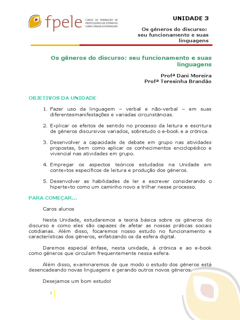 os gêneros do discurso