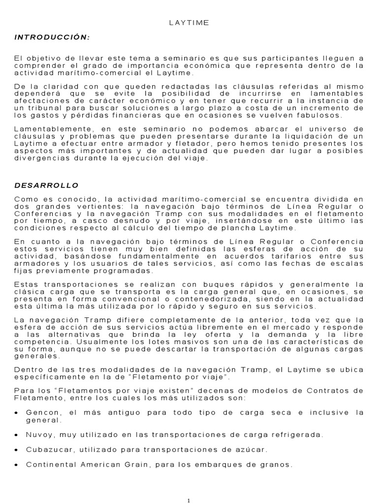 LAYTIME | PDF | Economias | Servicio de envío