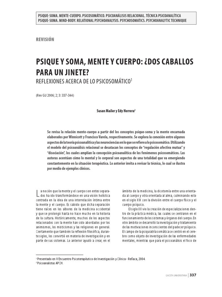 Psiquiatría Psique y Soma | PDF | Psicoanálisis | Mente