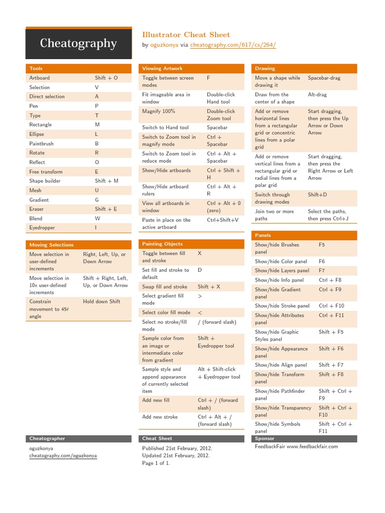 Illustrator Cheat Sheet: by Via | PDF | Computing | Paintings