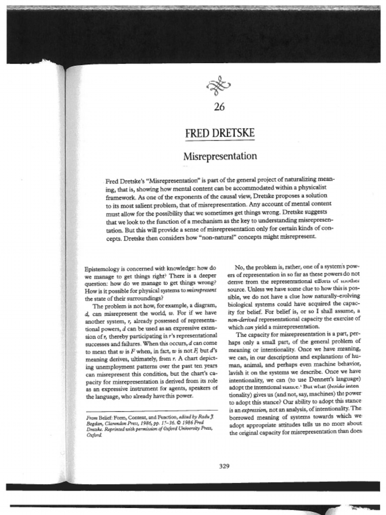 Dretske - Misrepresentation | PDF