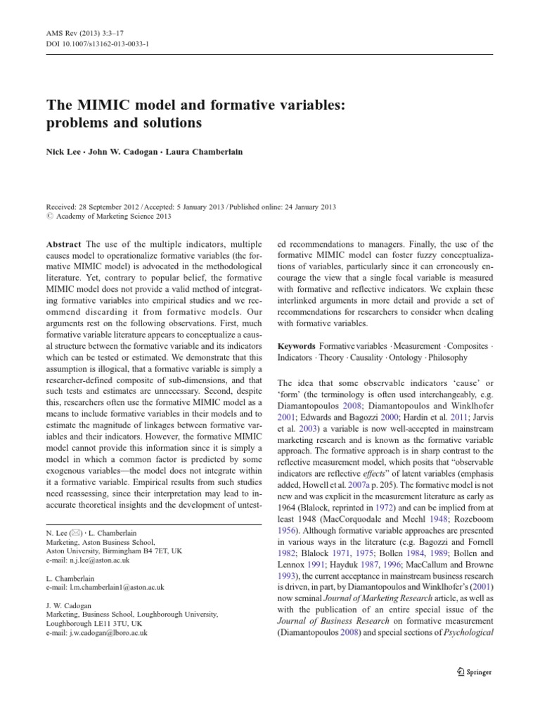 The MIMIC Model and Formative Variables | PDF | Causality | Conceptual ...
