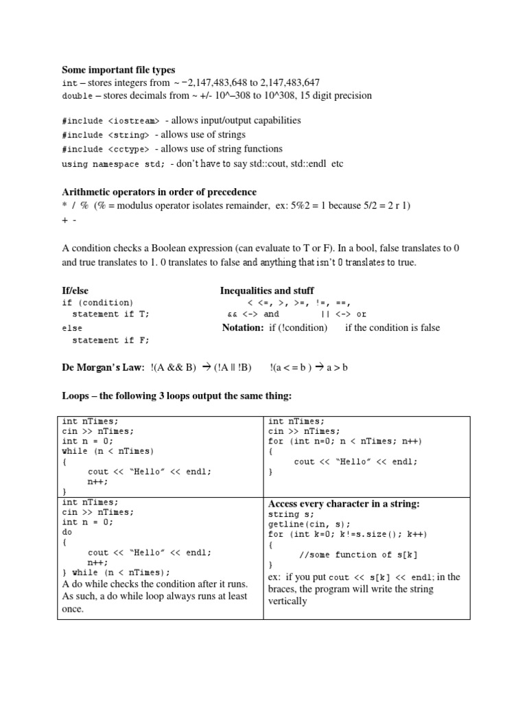 C Midterm 1 Notes Pdf Boolean Data Type Integer Computer Science 9586