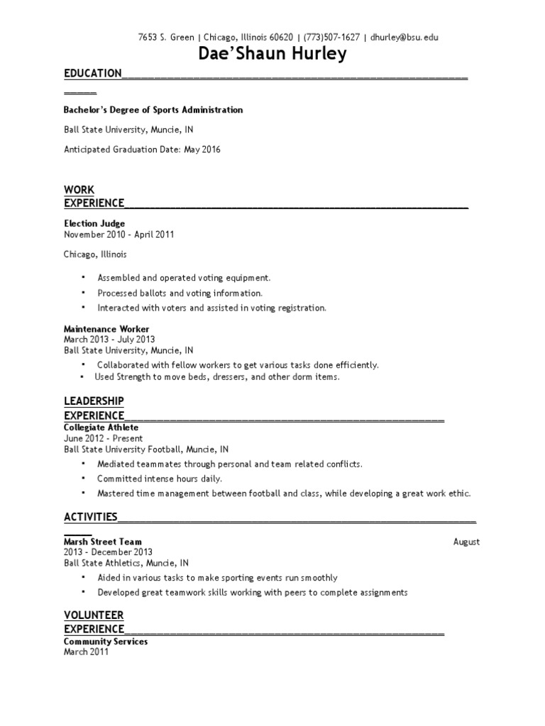 Dae'Shaun Resume - Word | PDF | Career & Growth