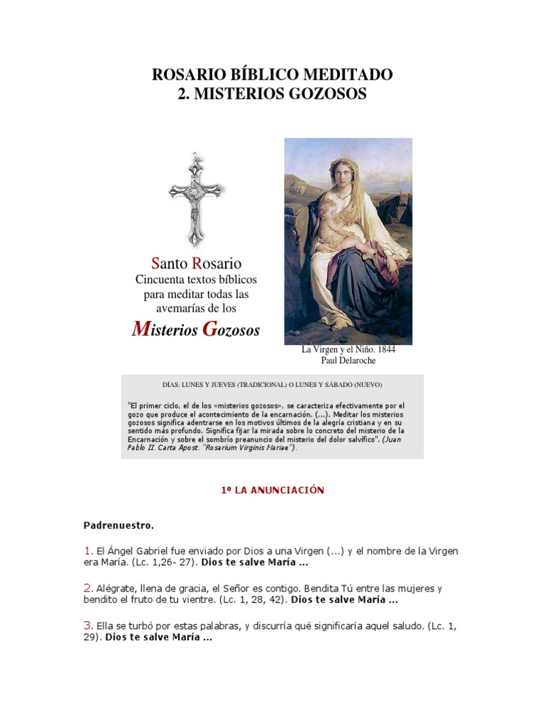 Misterios Gozosos del Rosario Meditado | PDF | Rosario | María, madre ...