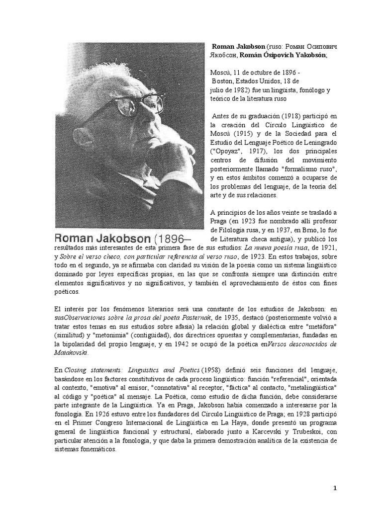 Biografía de Roman Jakobson | PDF